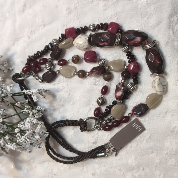 J. Jill | Jewelry | Nwt J Jill Burgundy Red Tan Cream Stones ...